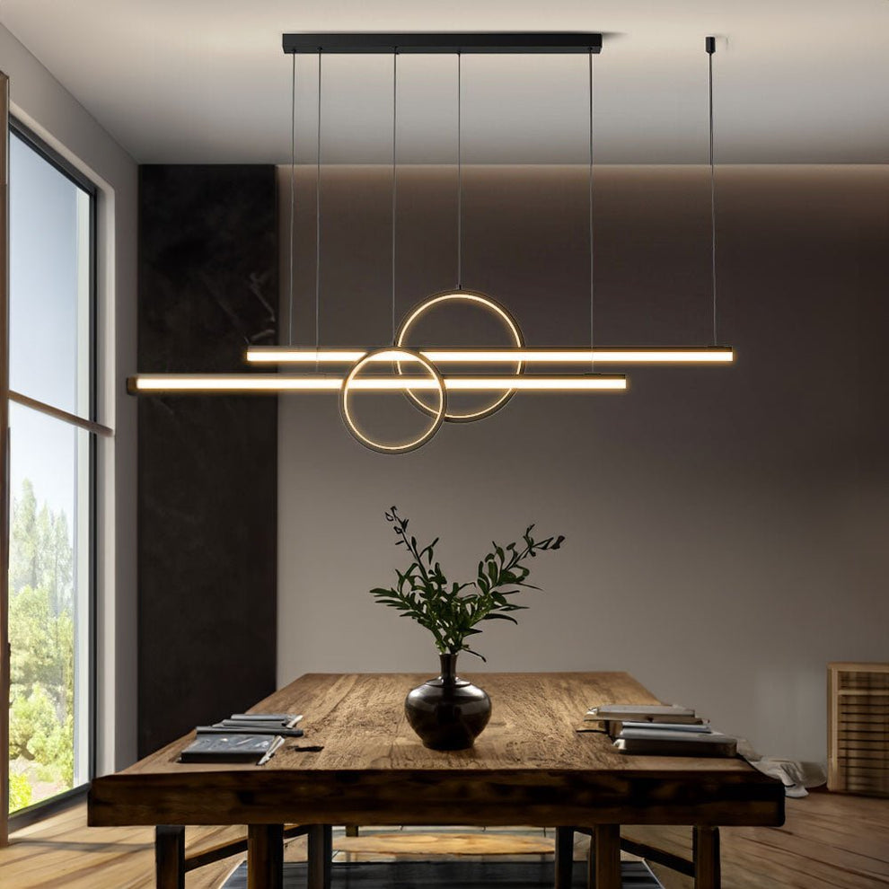 Modern Linear Ring Layered Chandelier Pendant Light – Crystal & Lux